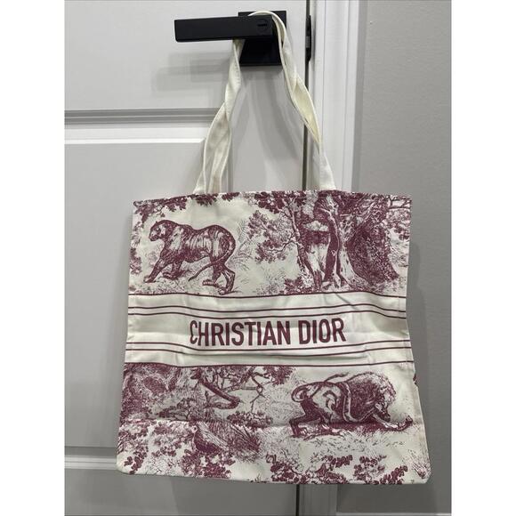 Bags | Gwp Red Dioriviera Canvas Tote Bag | Poshmark